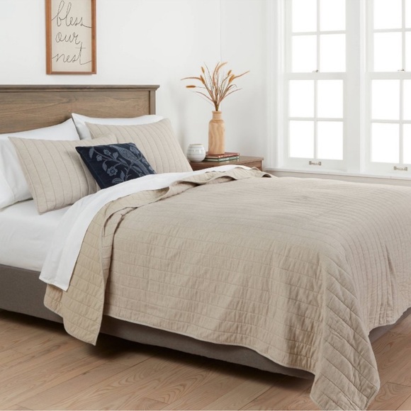Threshold | Bedding | Threshold King Herringbone Flannel Quilt Natural ...